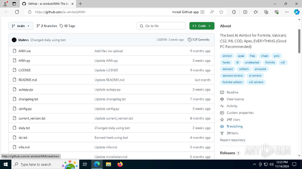 Malware analysis https://github.com/ai-aimbot/AIMr Malicious activity ... Malware analysis https://github.com/ai-aimbot/AIMr Malicious activity ...