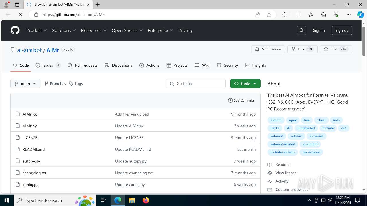 Malware analysis https://github.com/ai-aimbot/AIMr Malicious activity ... Malware analysis https://github.com/ai-aimbot/AIMr Malicious activity ...
