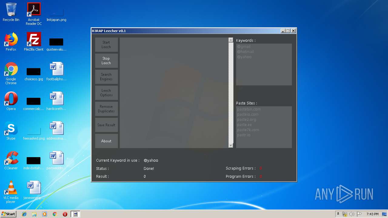 Malware analysis B3RAP Leecher v0.1.exe No threats detected | ANY.RUN ...