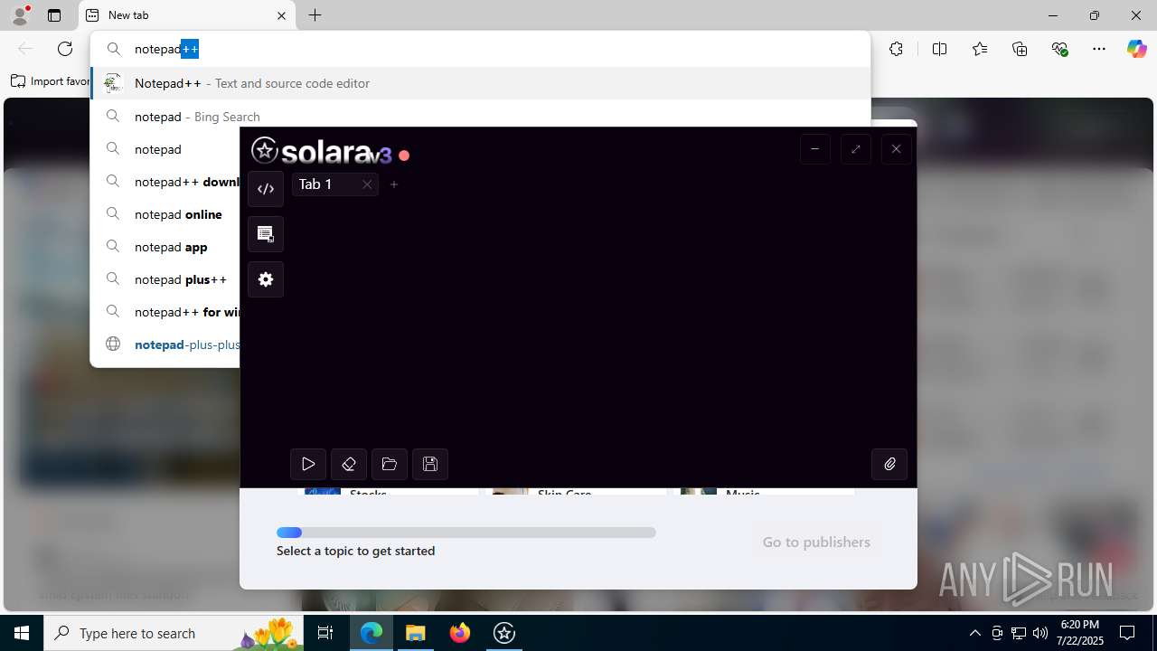 Malware analysis https://wearedevs.net/d/Solara Malicious activity ...