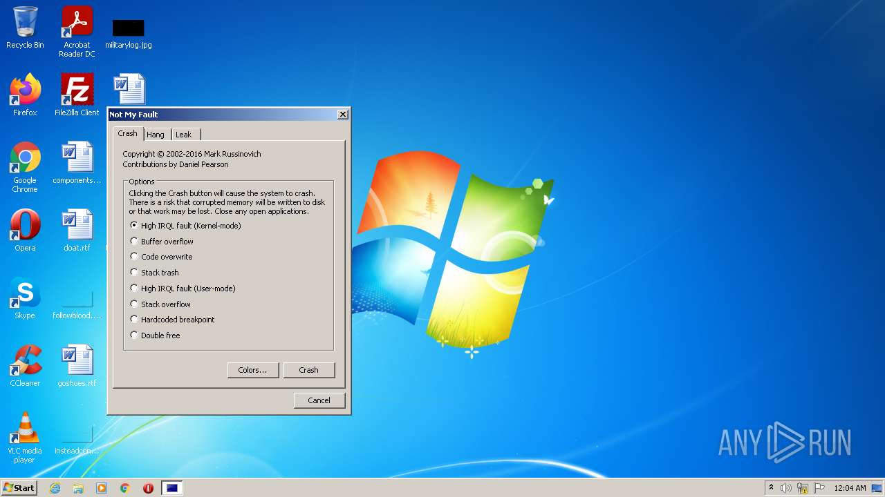 Malware analysis notmyfault.exe Malicious activity | ANY.RUN - Malware ...