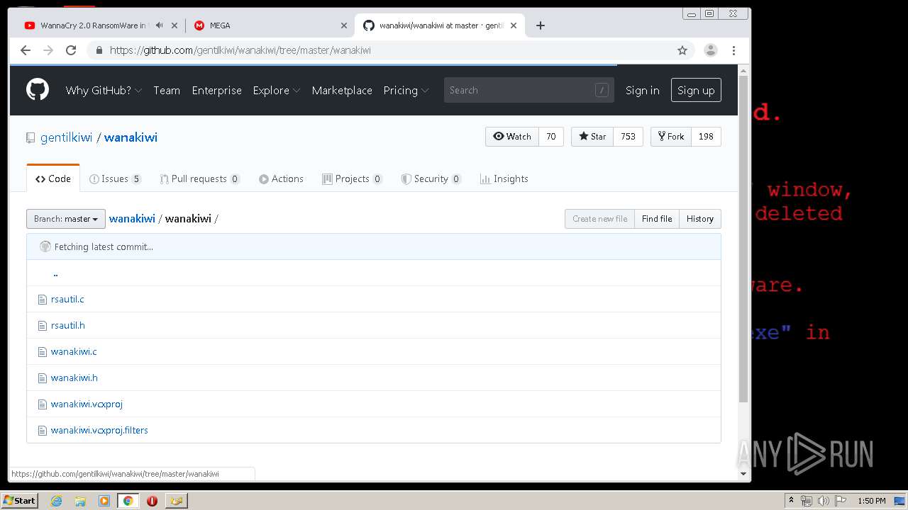 Analysis https://github.com/ytisf/theZoo/blob/master/malwares/Binaries/Ransomware.WannaCry ...