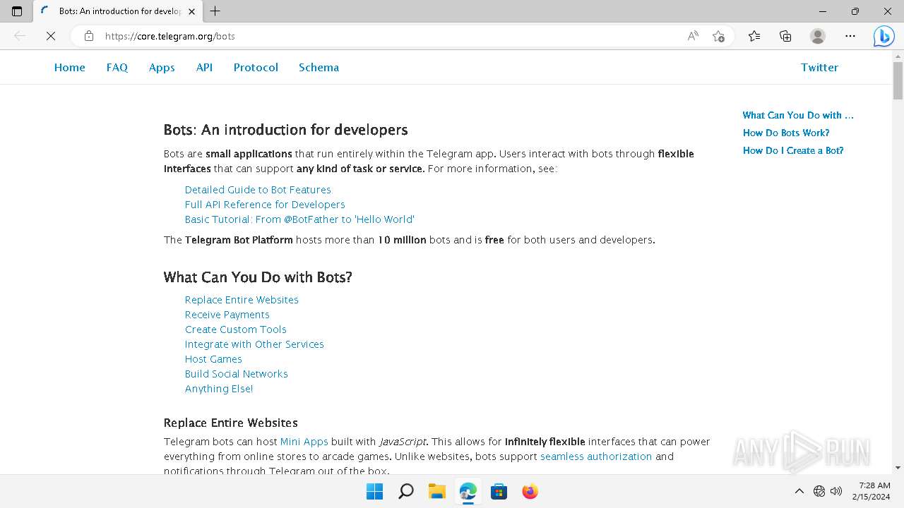 Analysis https://api.telegram.org/ No threats detected - Interactive analysis ANY.RUN