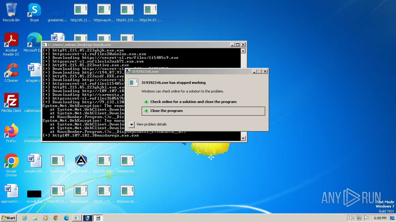 Malware analysis bomb.exe Malicious activity | ANY.RUN - Malware ...