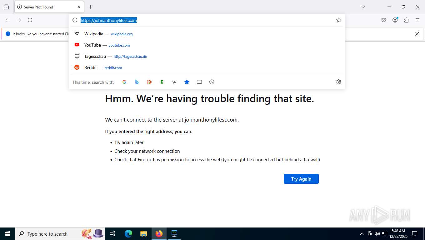 Malware analysis johnanthonylifestyle.com Malicious activity | ANY.RUN ...