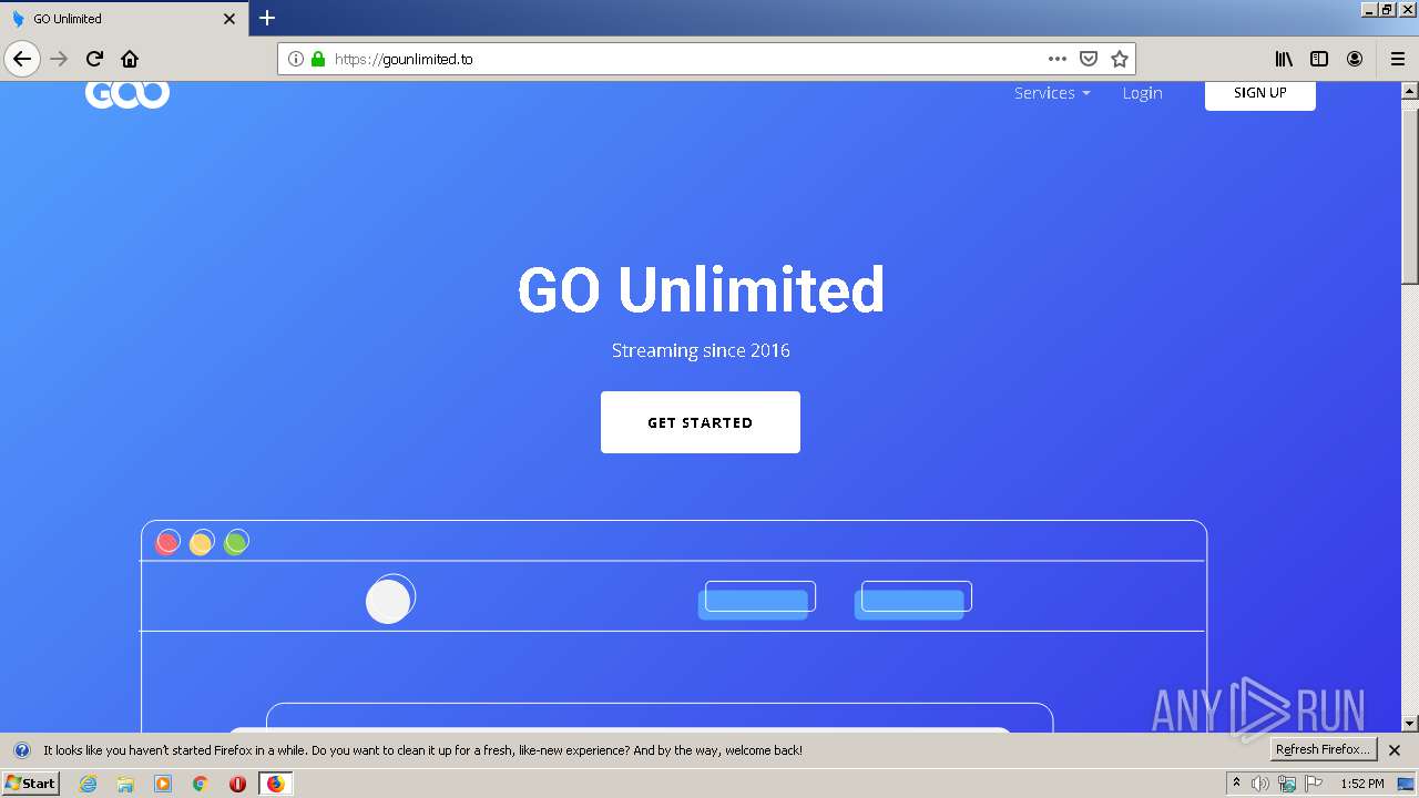 https://player.gounlimited.to | ANY.RUN - Free Malware Sandbox Online