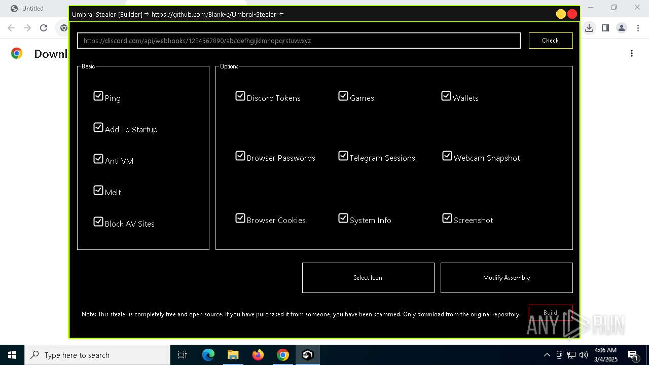 Malware analysis https://github.com/Blank-c/Umbral-Stealer/releases/download/v1.3/Umbral.Stealer ...