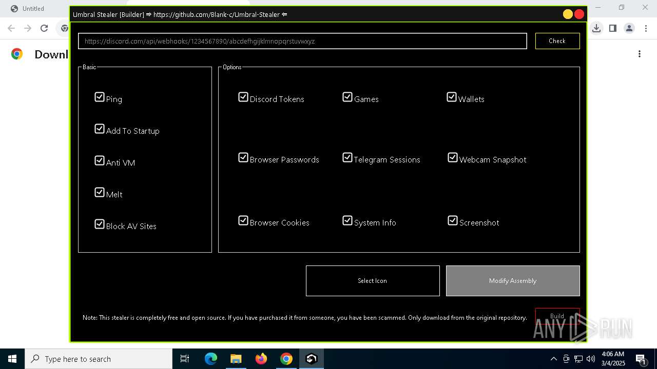 Malware analysis https://github.com/Blank-c/Umbral-Stealer/releases/download/v1.3/Umbral.Stealer ...