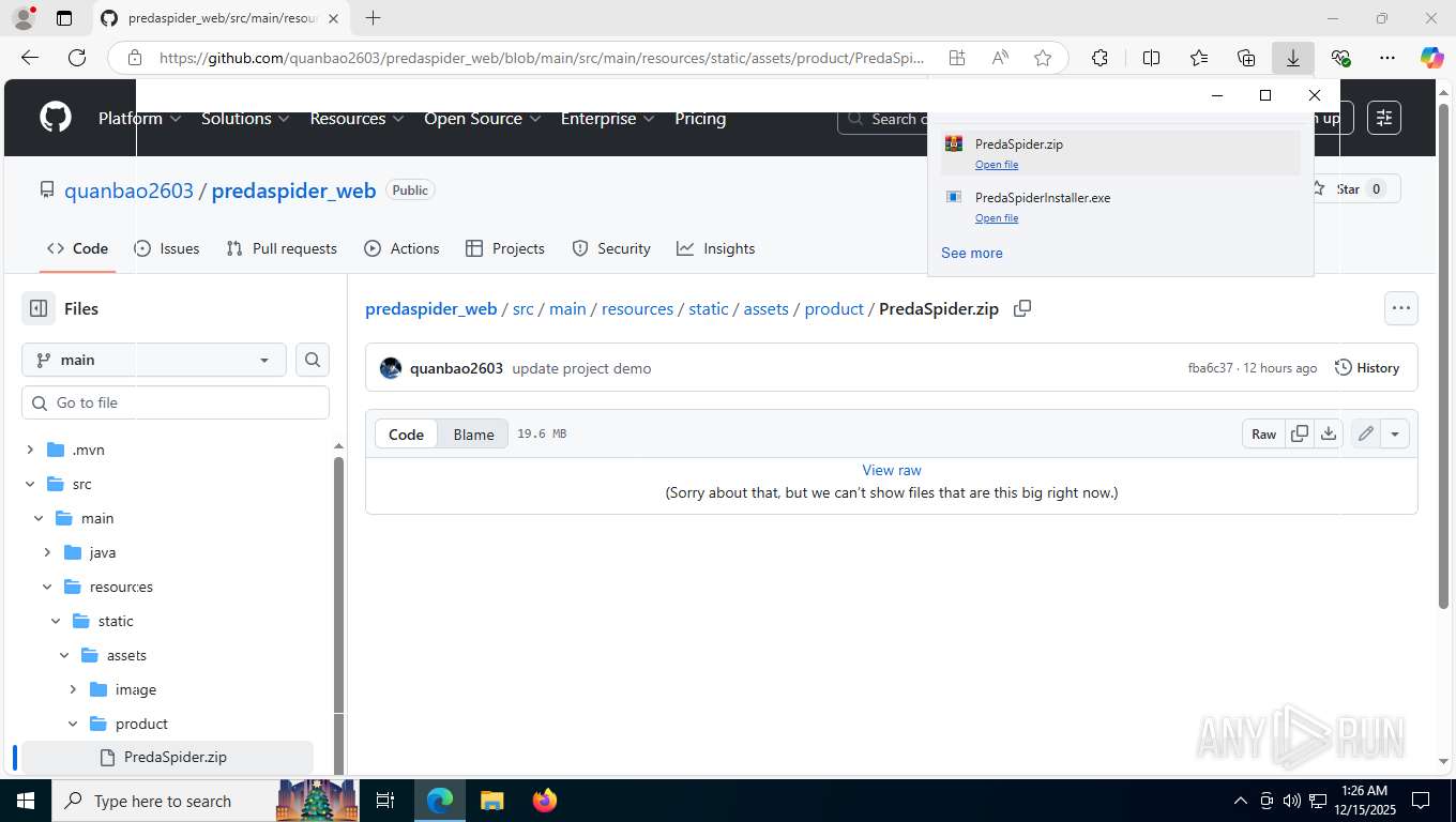 Malware analysis https://github.com/quanbao2603/predaspider_web/blob/main/src/main/resources ...
