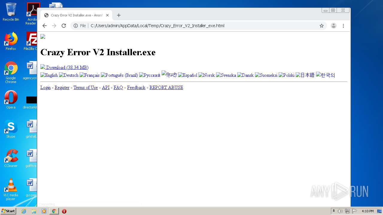 Malware analysis Crazy_Error_V2_Installer_exe Malicious activity | ANY ...