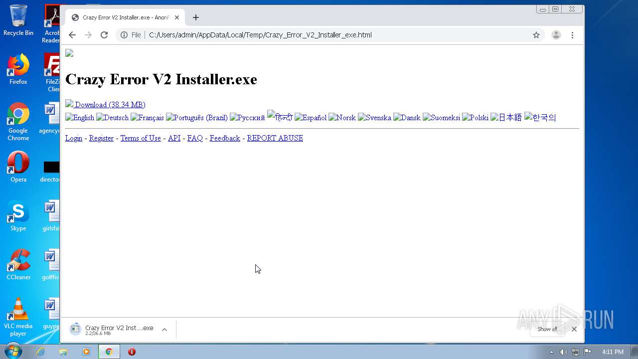 Malware analysis Crazy_Error_V2_Installer_exe Malicious activity | ANY ...