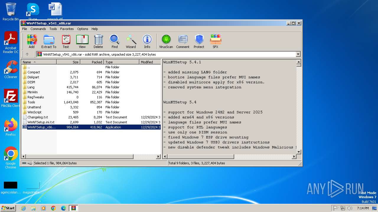 Malware analysis WinNTSetup_v541_x86.rar Malicious activity | ANY.RUN - Malware Sandbox Online