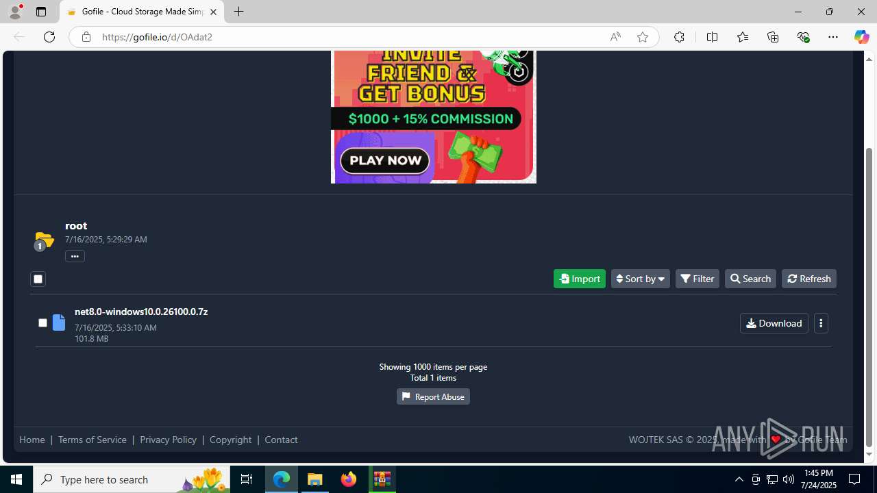 Malware analysis https://gofile.io/d/OAdat2 Malicious activity | ANY.RUN - Malware Sandbox Online