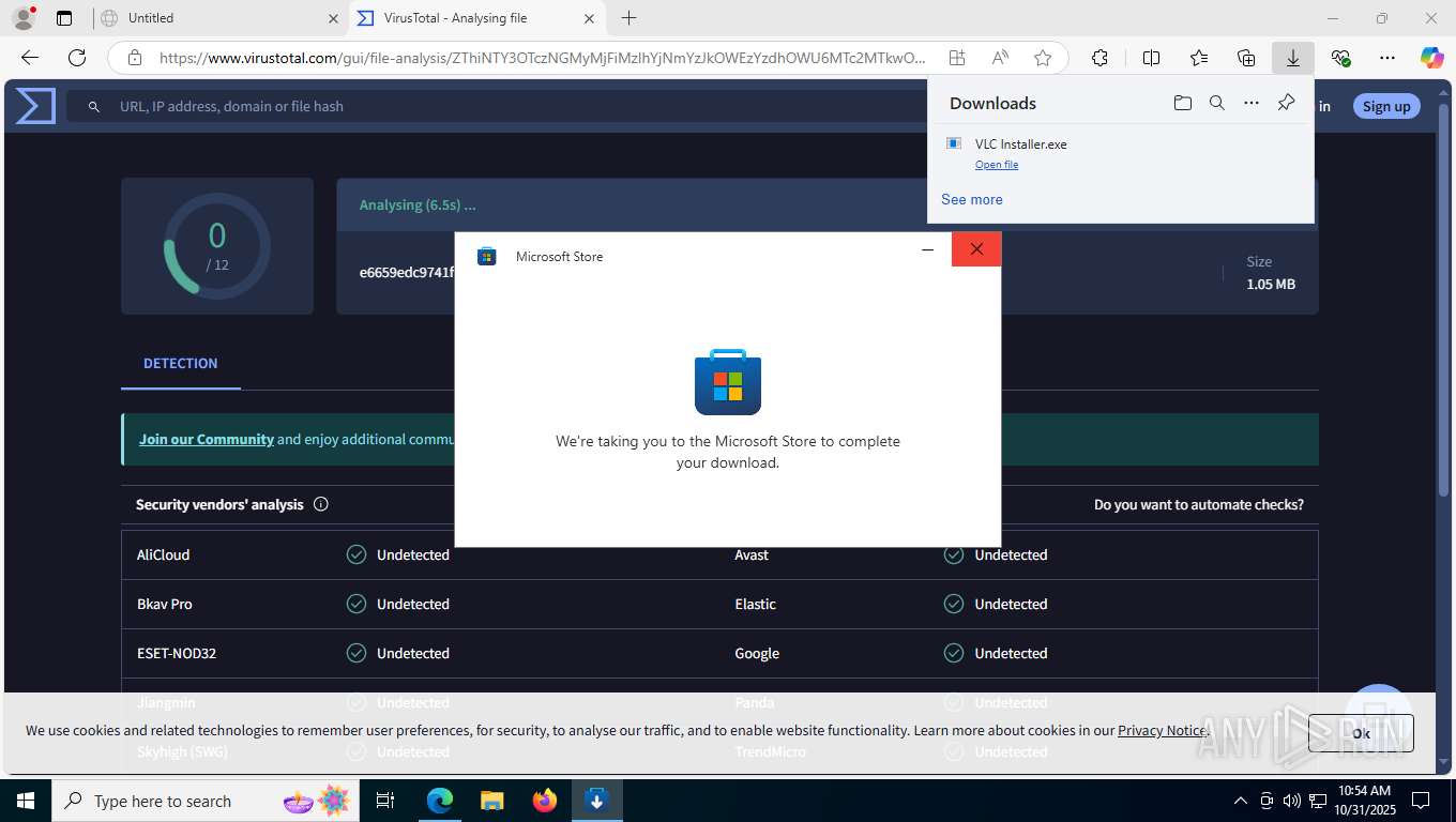 Malware analysis https://get.microsoft.com/installer/download/XPDM1ZW6815MQM Malicious activity ...