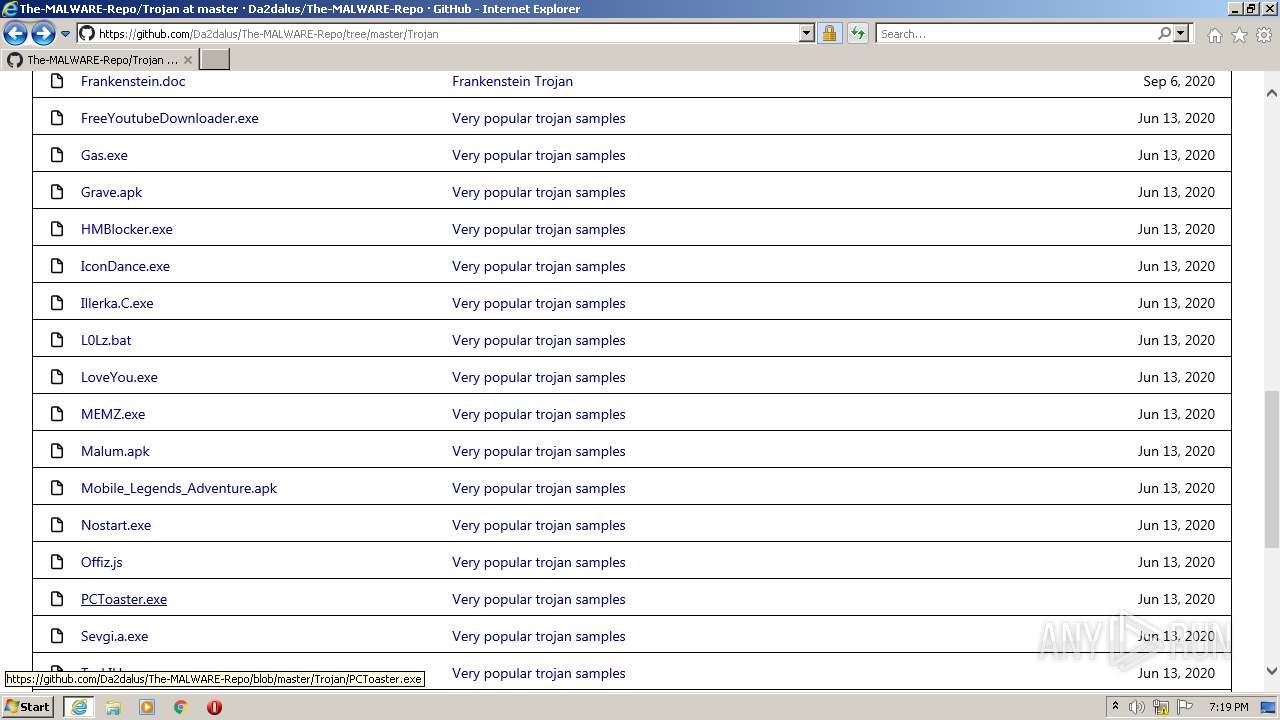 Malware analysis https://github.com/Da2dalus/The-MALWARE-Repo Malicious activity | ANY.RUN ...