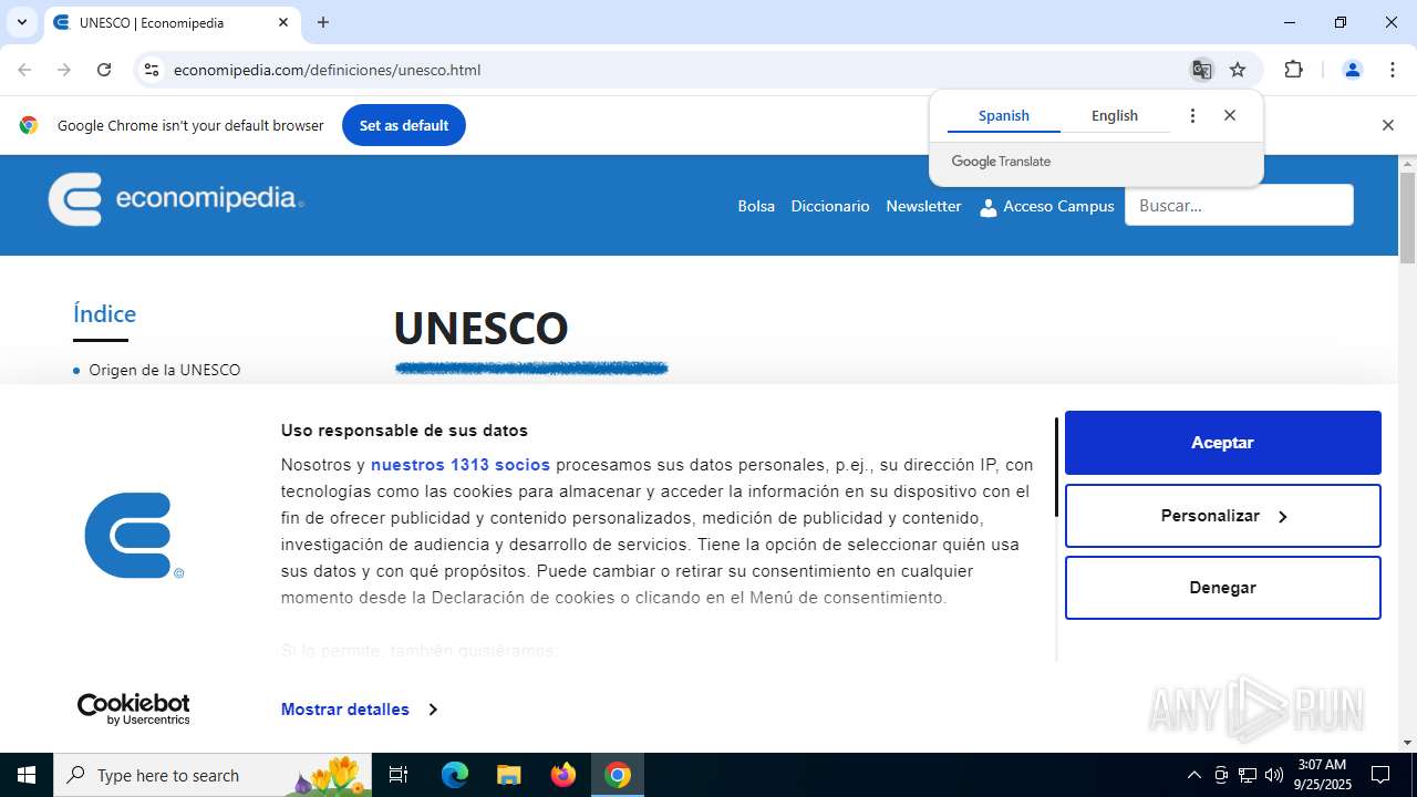 Analysis economipedia.com/definiciones/unesco.html Malicious activity - Interactive analysis ANY.RUN