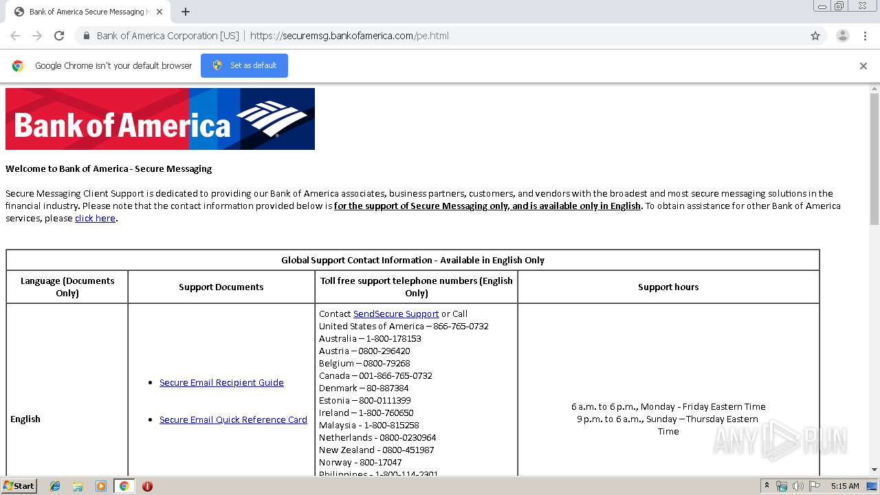 Malware analysis http://securemsg.bankofamerica.com/pe.html No threats detected | ANY.RUN ...