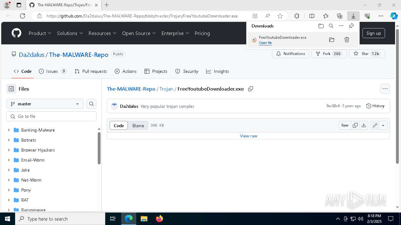 Analysis https://github.com/Da2dalus/The-MALWARE-Repo/blob/master/Trojan/FreeYoutubeDownloader ...