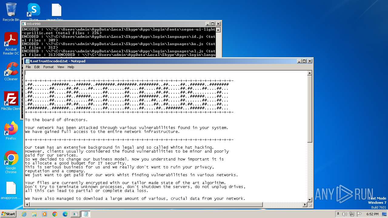 Analysis Ransomware.exe (md5: 4ae8efc6c80fe086aa27117619718fc2