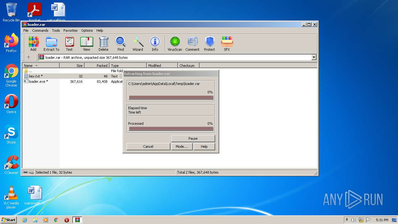 Malware analysis loader.rar Malicious activity | ANY.RUN - Malware ...