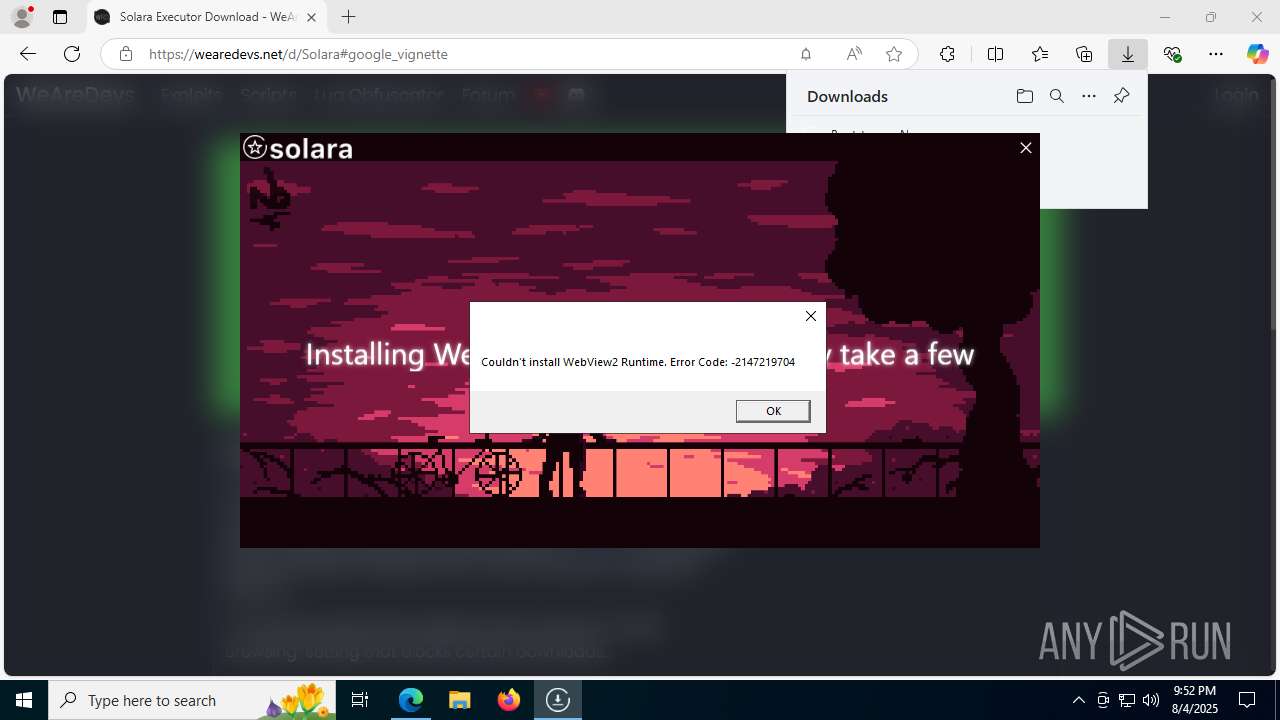 Malware analysis https://wearedevs.net/d/Solara Malicious activity | ANY.RUN - Malware Sandbox ...