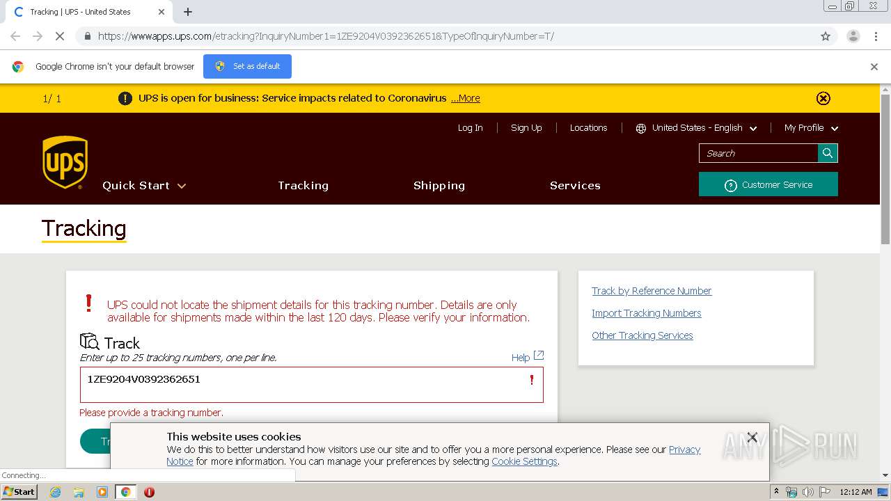 Malware analysis http://wwwapps.ups.com/etracking/tracking.cgi?InquiryNumber1=1ZE9204V0392362651 ...