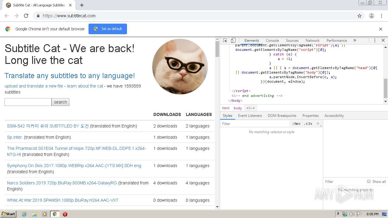 Malware analysis https://www.subtitlecat.com/ No threats detected | ANY ...