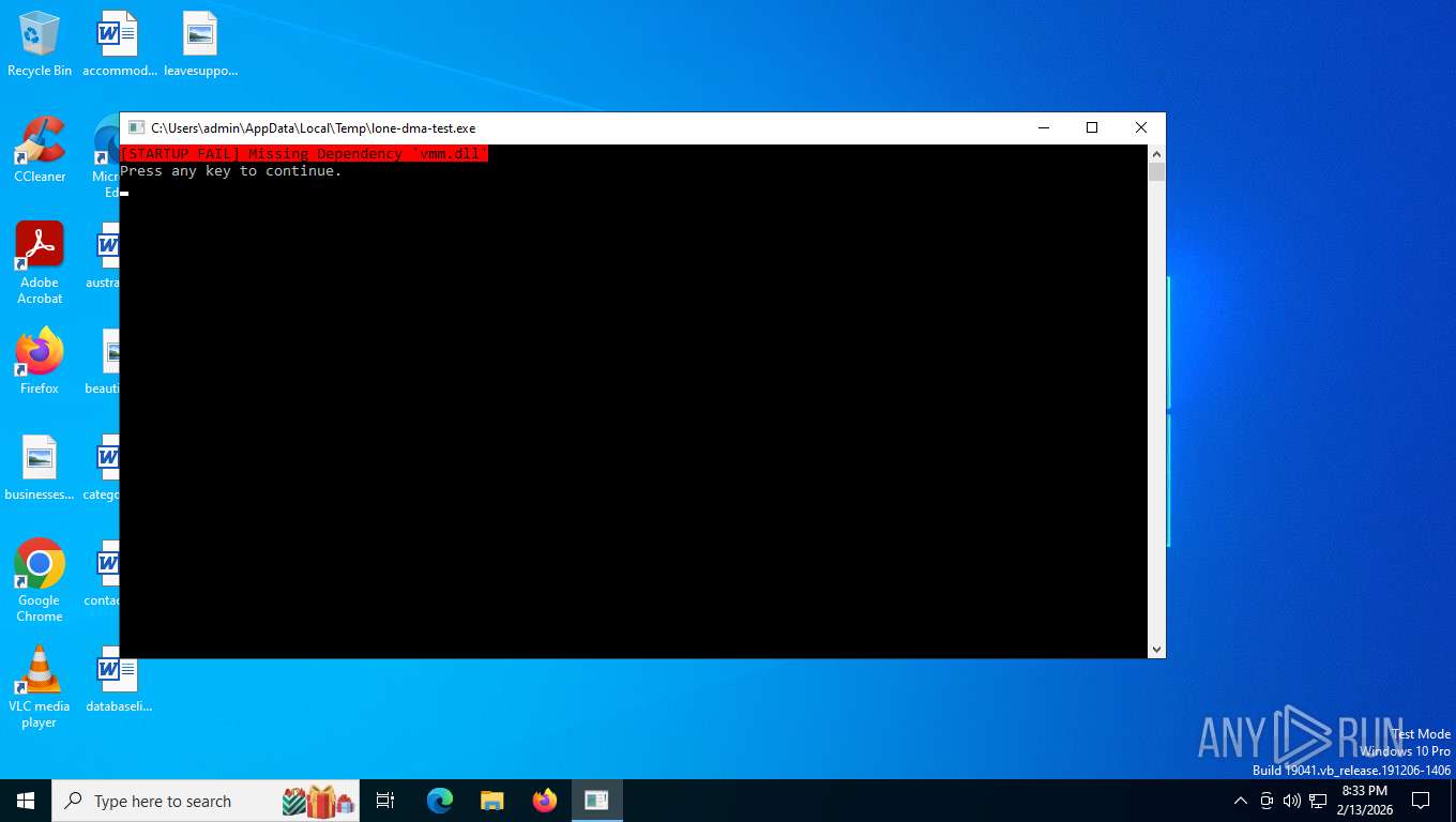Malware analysis lone-dma-test.exe Malicious activity | ANY.RUN ...