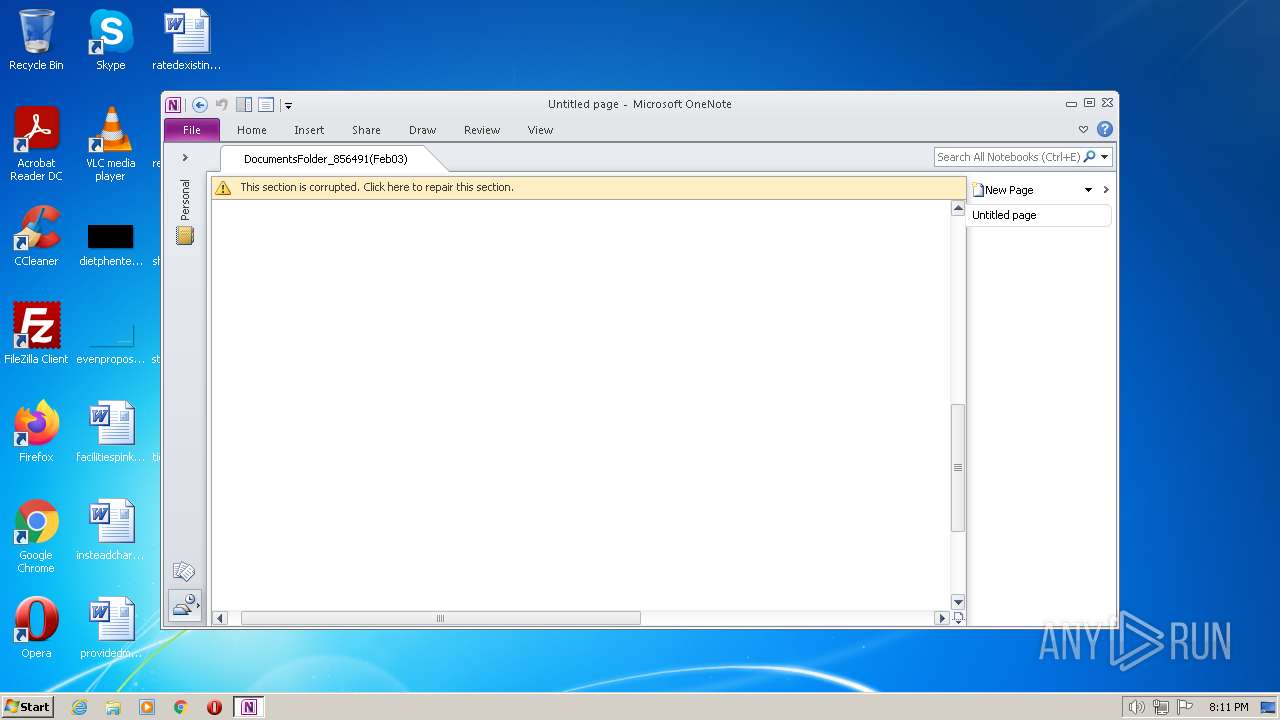 Malware Analysis Documentsfolder 856491(feb03).one Malicious Activity