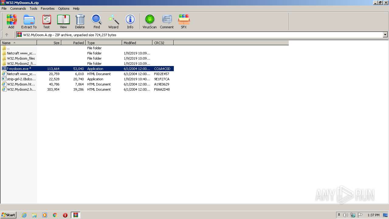 Malware Analysis W32.mydoom.a.zip Malicious Activity 