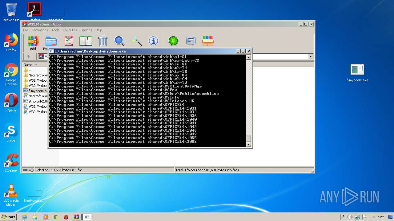 Malware Analysis W32.mydoom.a.zip Malicious Activity 