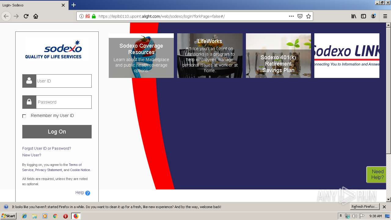 Malware analysis https://leplb0110.upoint.alight.com/web/sodexo/login ...