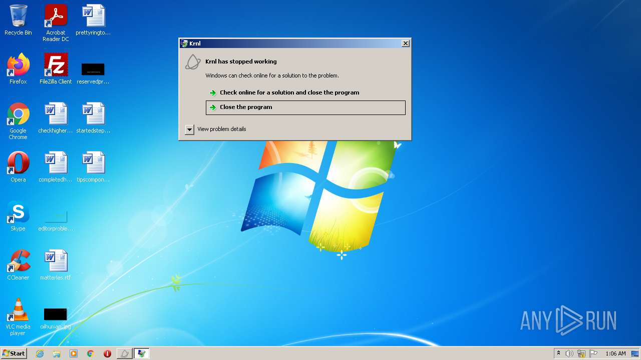 Malware analysis krnl beta.exe Malicious activity | ANY.RUN - Malware Sandbox Online