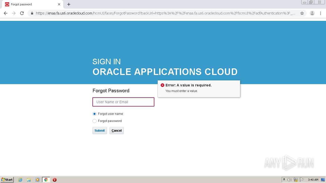 Malware analysis https://enaa.fa.us6.oraclecloud.com:443/hcmUI/faces/ResetPassword?ase.gid ...