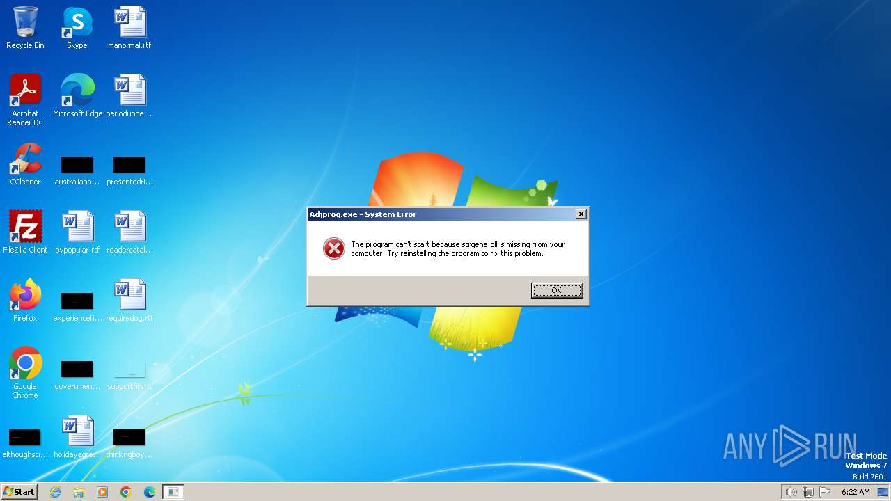 Malware analysis Adjprog.exe No threats detected | ANY.RUN - Malware Sandbox Online