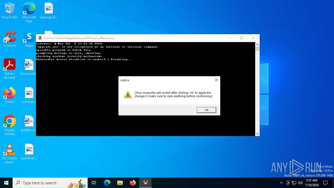 Analysis software.exe (MD5: FBA25FFA5BA057E8593EDCC7EAC36DAE) Malicious activity - Interactive ...