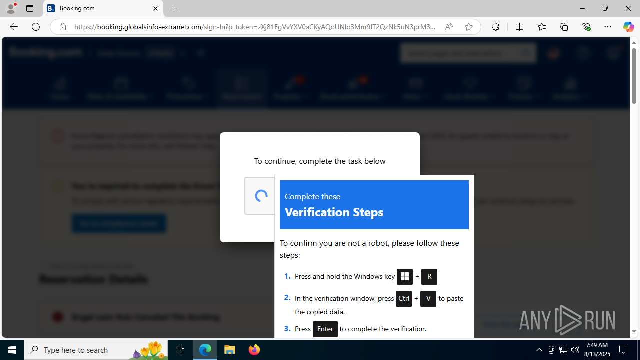 Analysis https://booking.globalsinfo-extranet.com/ Malicious activity - Interactive analysis ANY.RUN