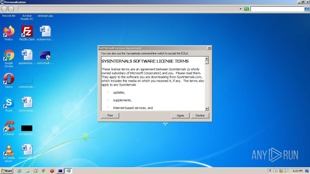 Malware analysis notmyfault.exe Malicious activity | ANY.RUN - Malware ...