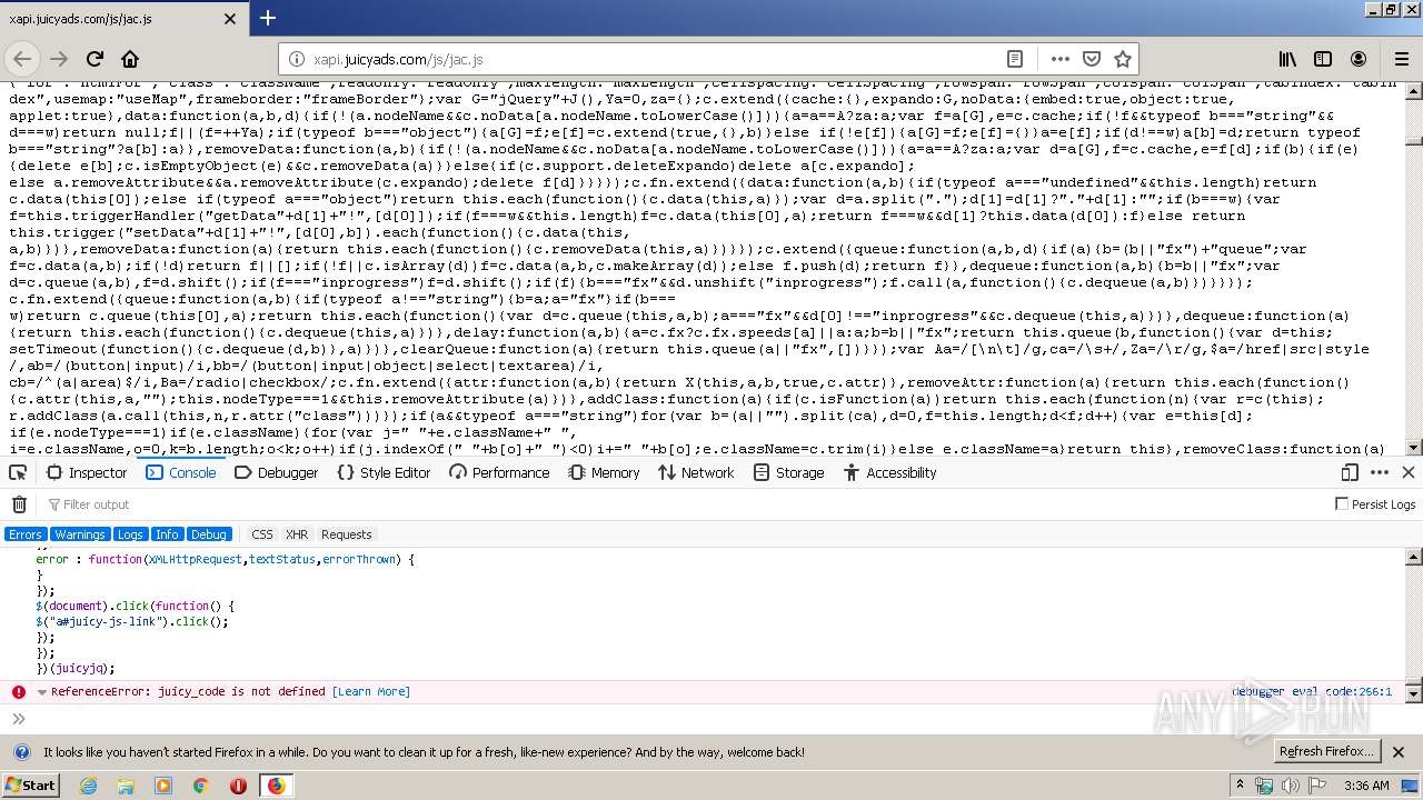 Malware analysis http://xapi.juicyads.com/js/jac.js Malicious activity ...
