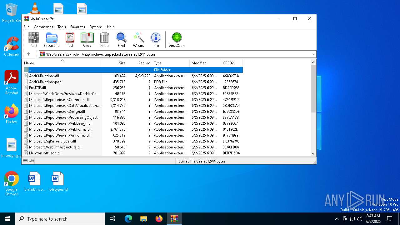 Analysis WebGrease.7z (MD5: E478BB62654FCD960B757632674B1088) No threats detected - Interactive ...