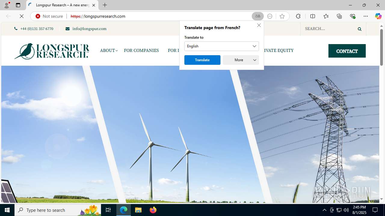 Analysis http://www.longspurresearch.com/ Malicious activity ...