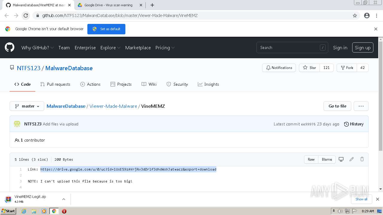 Malware analysis https://github.com/NTFS123/MalwareDatabase/blob/master ...