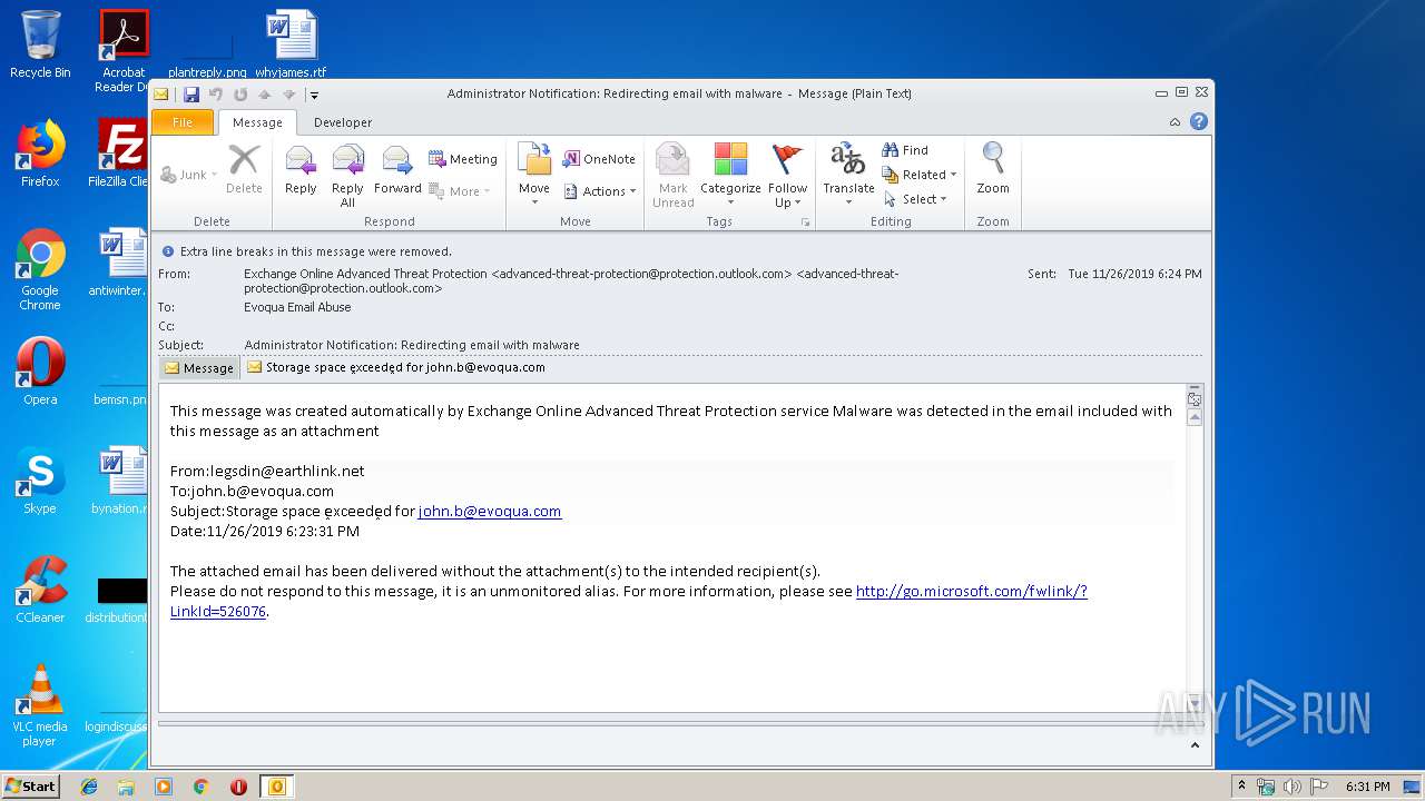 Malware analysis Administrator Notification_ Redirecting email with ...