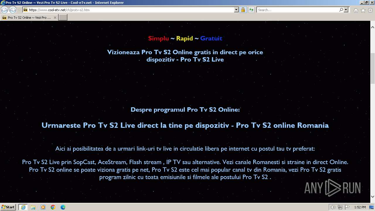 Malware analysis https://www.cool-etv.net/ch/protv-s2.htm Malicious activity | ANY.RUN - Malware ...
