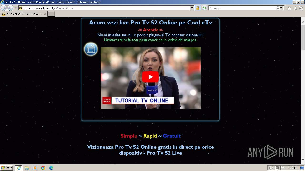 Malware analysis https://www.cool-etv.net/ch/protv-s2.htm Malicious activity | ANY.RUN - Malware ...
