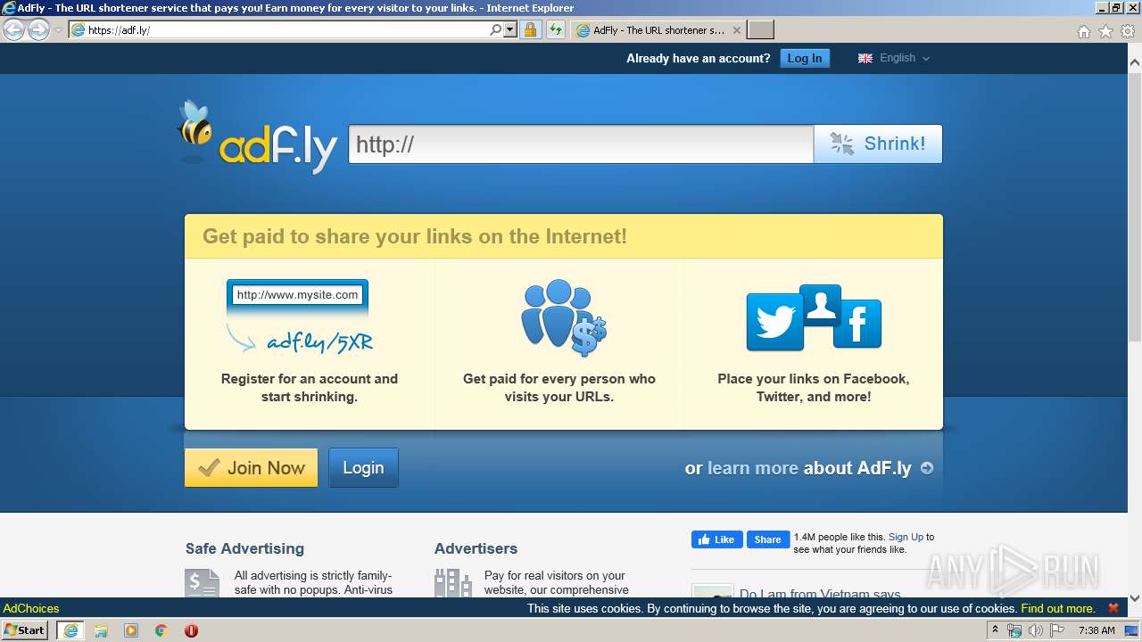 Malware analysis https://adf.ly/ Malicious activity | ANY.RUN - Malware Sandbox Online