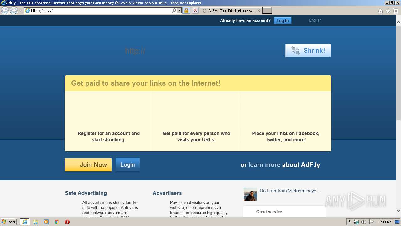 Malware analysis https://adf.ly/ Malicious activity | ANY.RUN - Malware Sandbox Online
