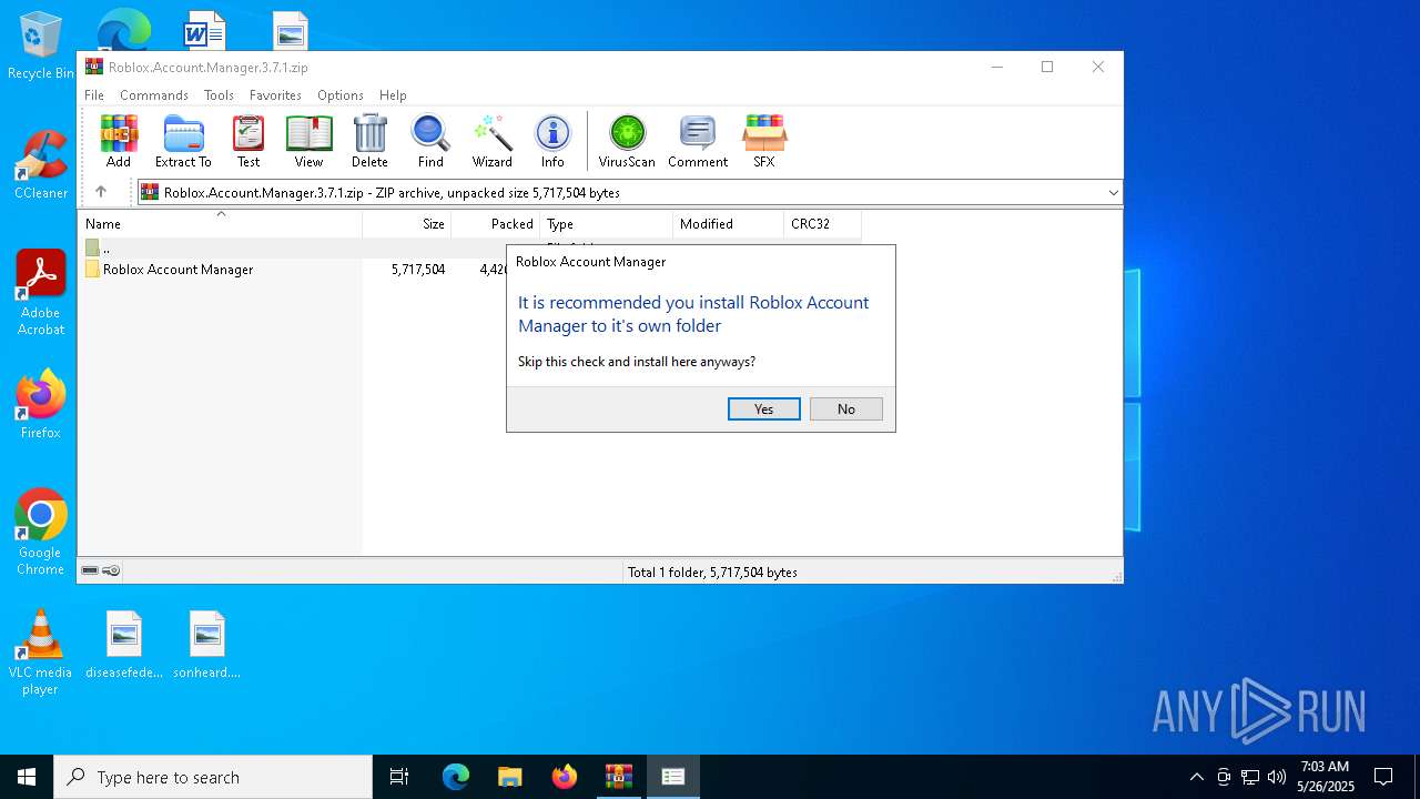 Malware analysis Roblox.Account.Manager.3.7.1.zip Malicious activity ...
