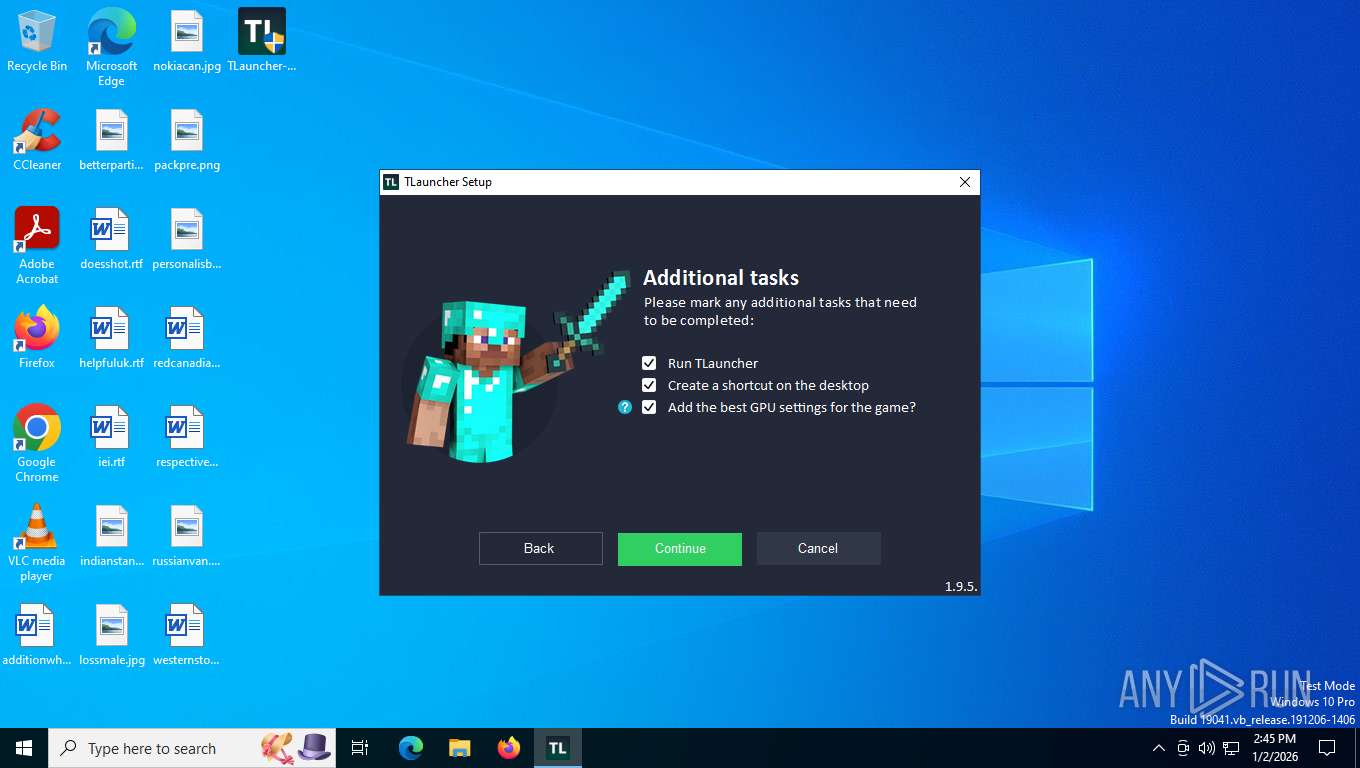 Malware analysis TLauncher-Installer-1.9.5.1.exe Malicious activity ...