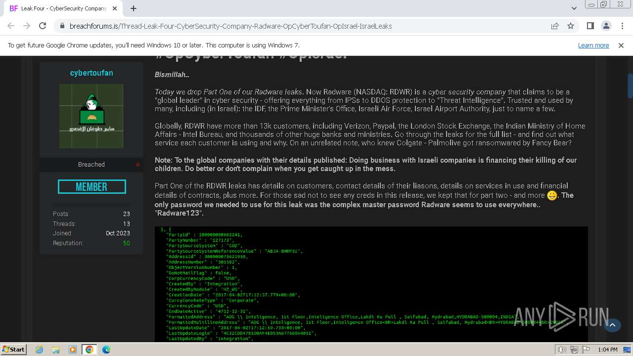 Malware analysis https://breachforums.is/Thread-Leak-Four-CyberSecurity ...